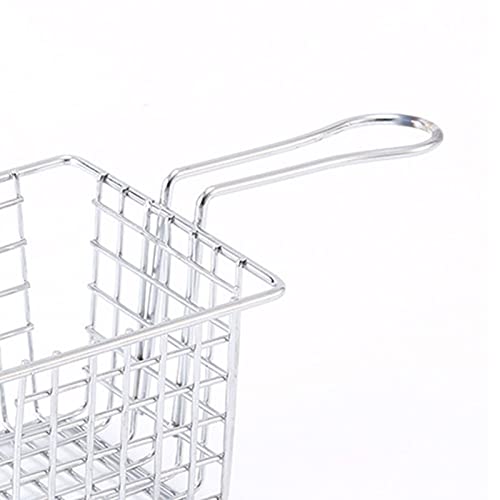 Fryer Basket, Large Capacity Safe Use Strudy Structure French Fries Basket Convenient Drainage for Home (Electroplating Color)