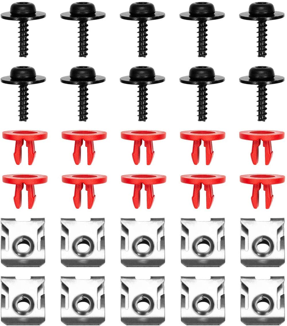 Flow.month 10 Sets Fender Liner Engine Cover Splash Shield T30 Torx Screws Clip Set Fit for Ford Focus Escape Explorer, Replacement for The Part# W702413-S307 W715835-S300 W702438-S300