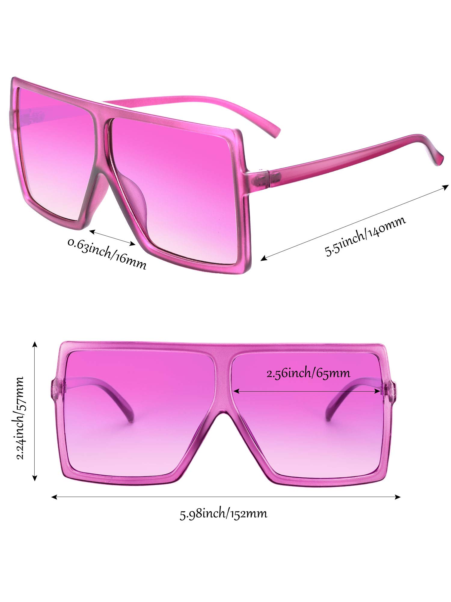 Frienda 14 Pairs Square Oversized Sunglasses Flat Top Big Shades Oversize Sunglasses for Women