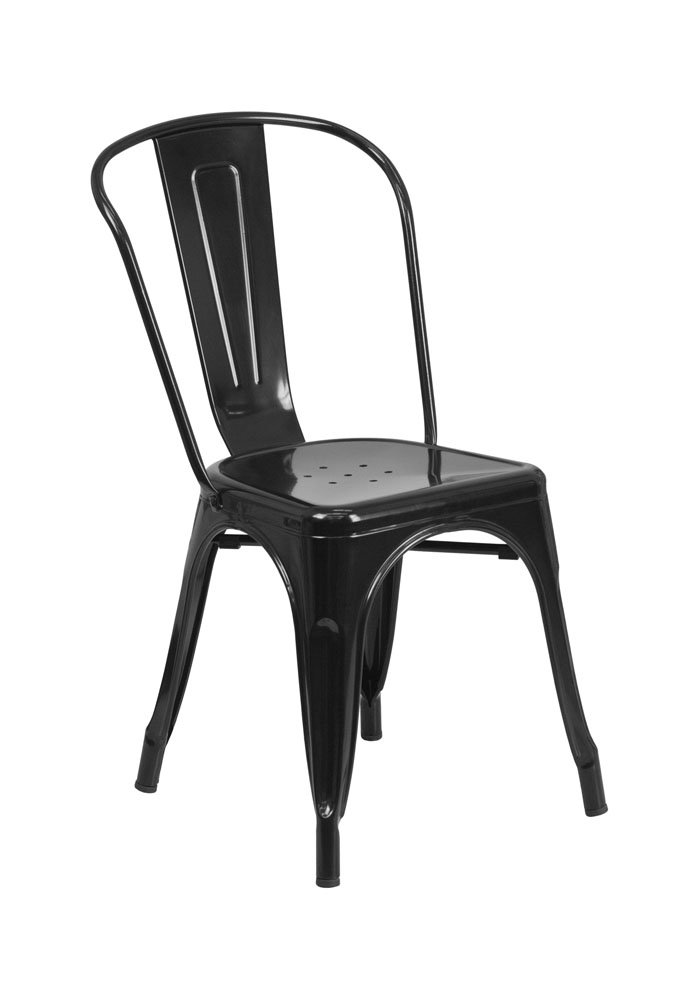 Flash Furniture Commercial Grade 23.75" Square Black Metal Indoor-Outdoor Table Set with 2 Stack Chairs