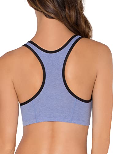 Fruit of the Loom womens Built Up Tank Style Sports Bra, Blue Gem With Black/White/Black Hue - 3 Pack, 34