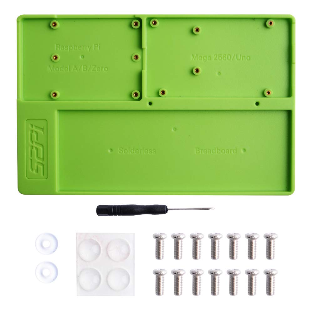 GeeekPi ABS Holder Breadboard Holder for Raspberry Pi 4B, 5 in 1 Base Plate Case for Raspberry Pi 4 Model B,3B+,3B,2B,B+,Zero,Zero W(2) and Arduino UNO,Arduino Mega 2560 (Green Holder)