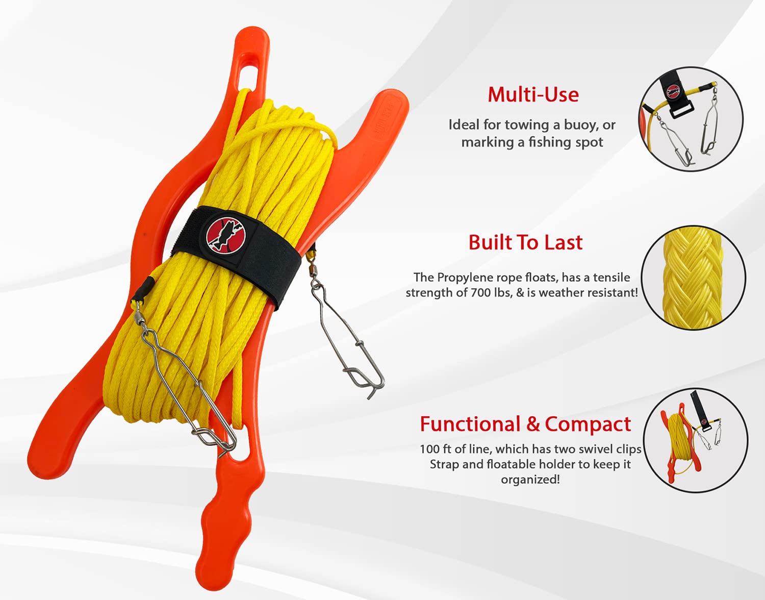 Float Line with Winder for Boating, Towing a Float or Buoy while Spearfishing Snorkeling and SCUBA