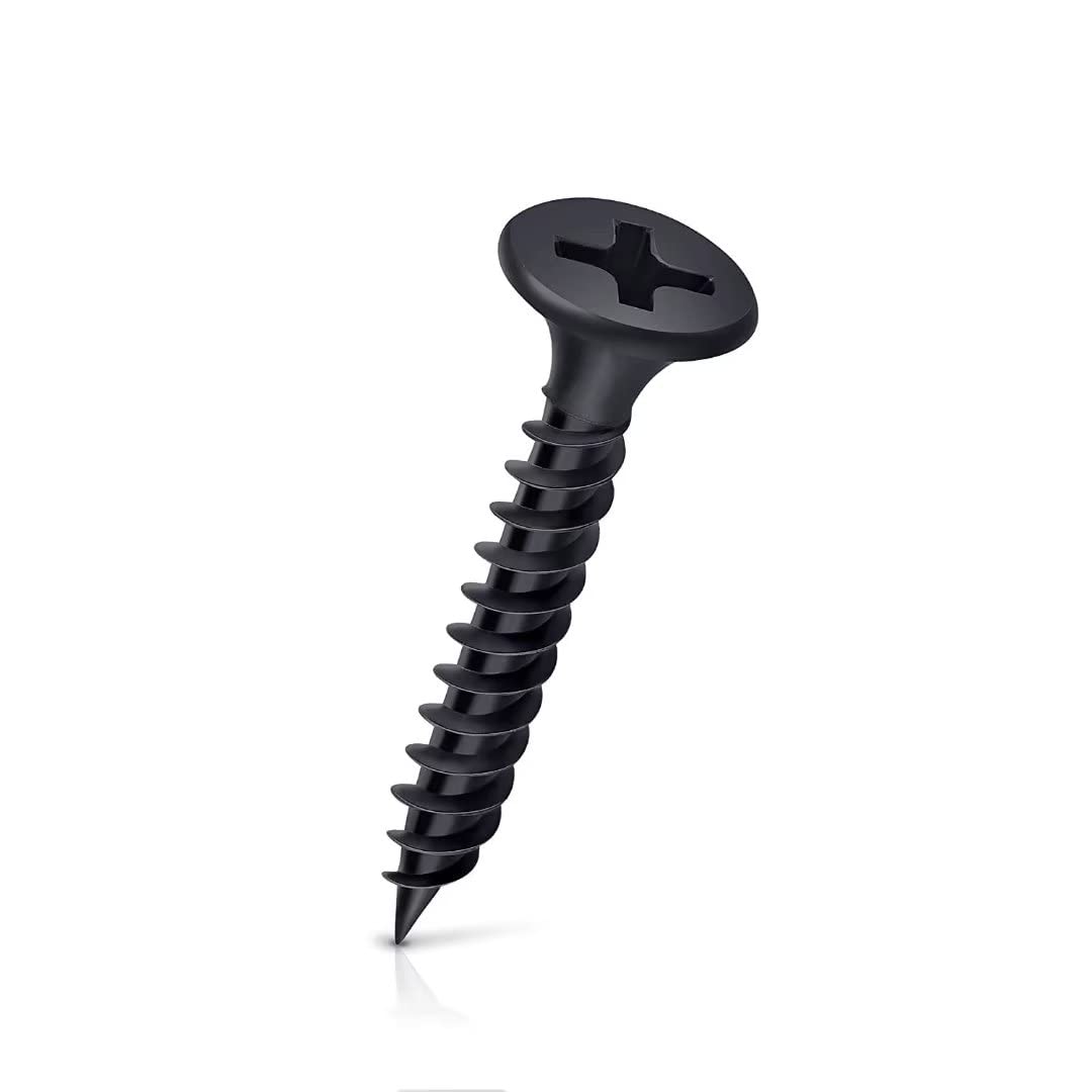 MR SCREWS #6 x 1 Drywall Screws 300PCS Fine Thread Wood Screws 1 LBS Flat Truss Head Self Tapping Screws Black Phosphate Coated Stainless Fast Self Tapping LZDRY-020