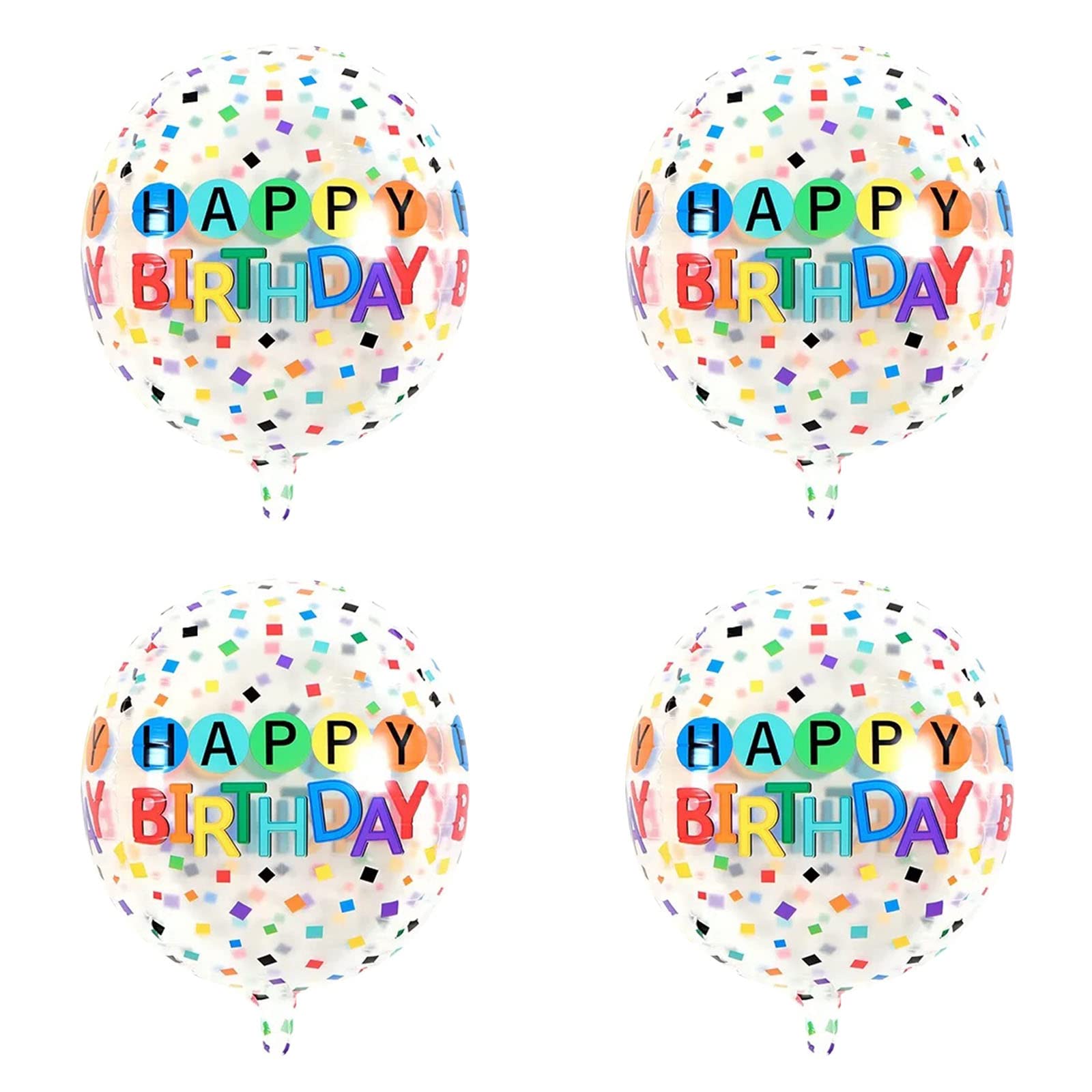 GLASNES 4 Pieces Large Happy Birthday 4D Balloons 22 Inches for Birthday Party Baby Shower Decor Supplies