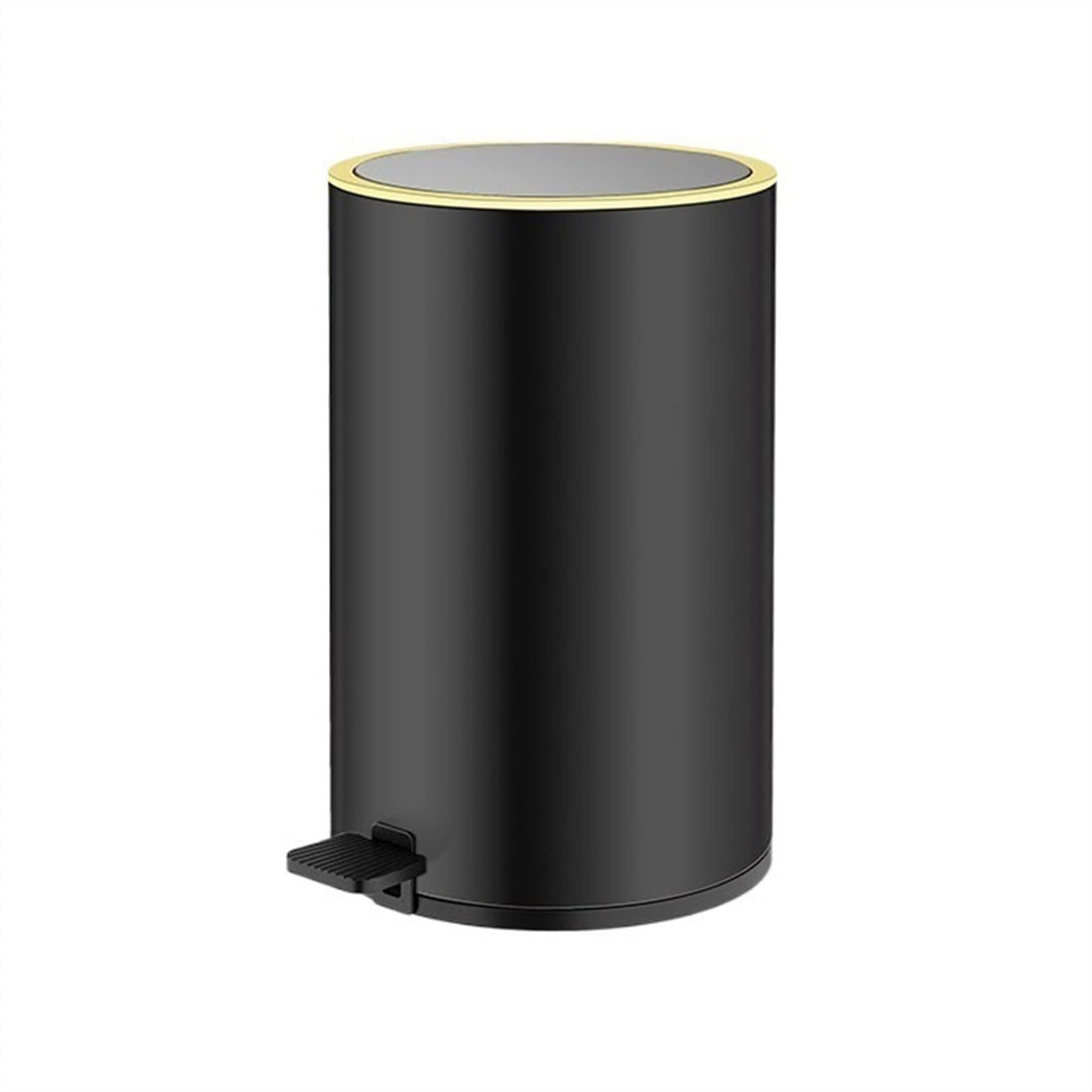 Garbage Recycling Bin Stainless Steel Trash Can with Lid Simple Household Foot-Operated Garbage Storage Bucket Kitchen Garbage Basket, 8L Kitchen Trash Can (Black)