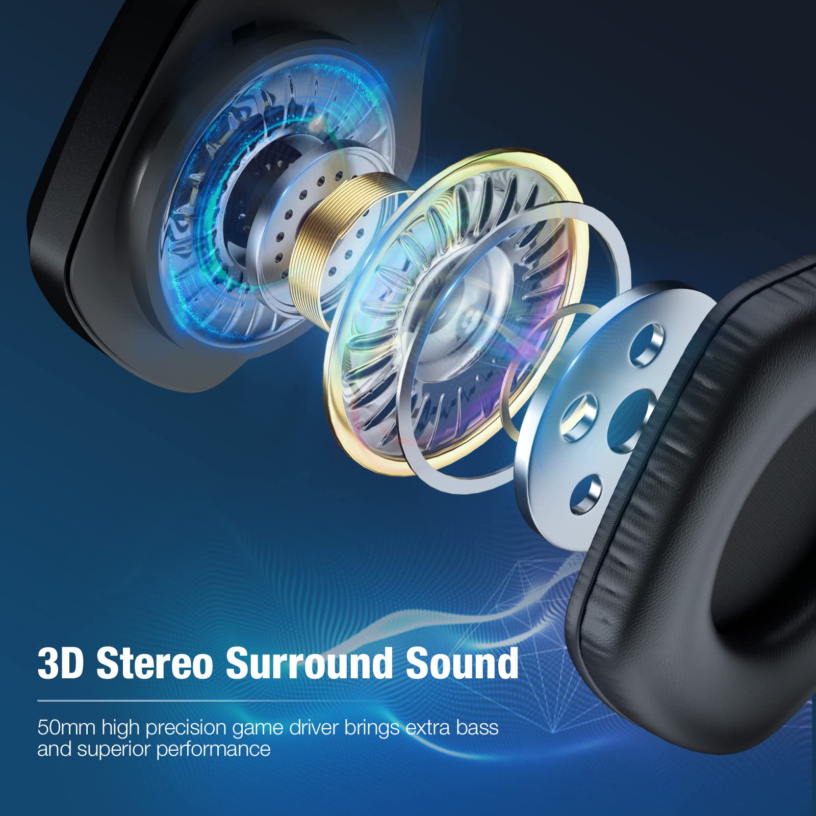 Gaming Headset with Microphone, MUINE Gaming Headset for Xbox One Ps4, Ps5, Playstation, PC, Mobile, Switch, with 3.5mm Audio Jack Noise Cancelling Mic Soft Memory Earmuffs RGB Light Headsets