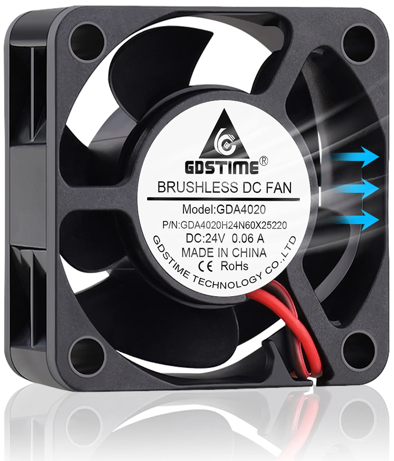 GDSTIME 40mm Brushless Cooling Fan, 40mm x 40mm x 20mm 24V Dc Fan 6000RPM