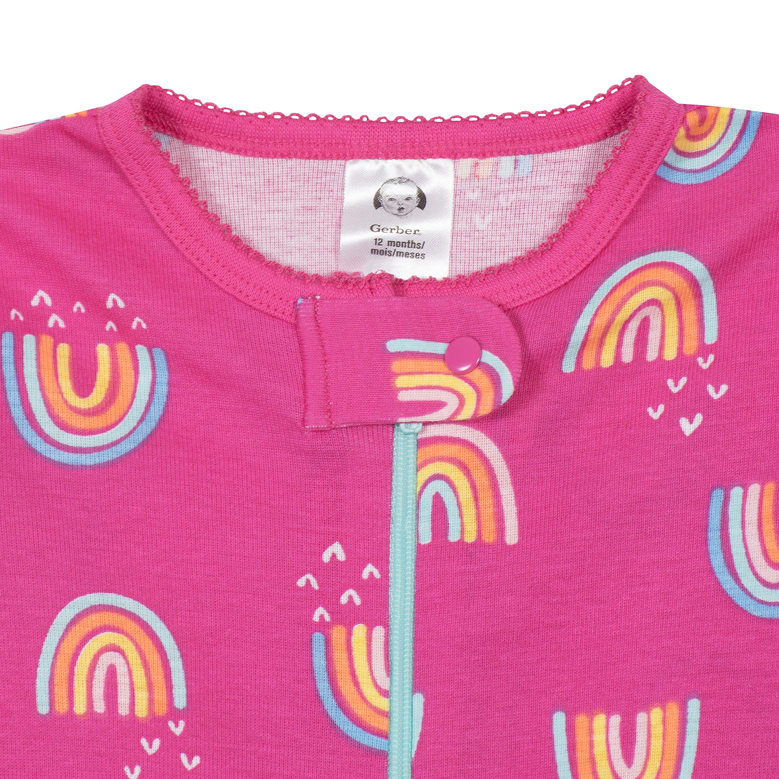 Gerber Baby Girls' 2-Pack Footed Pajamas, Rainbows Pink, 4T