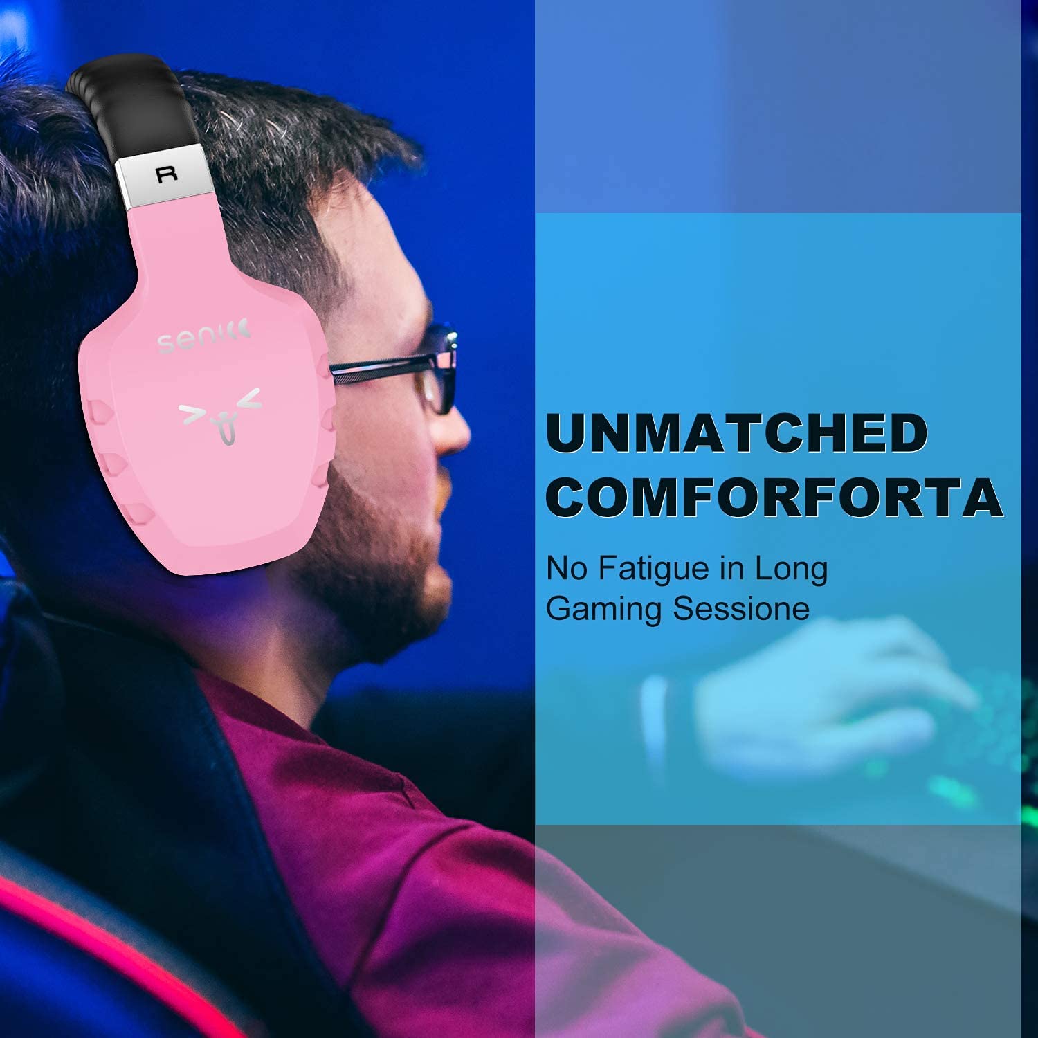Gaming Headset with Microphone for PC, Over Ear 3.5mm PC Headphone with Lightweight Design Noise Cancelling Volume Control for Laptop, Tablet
