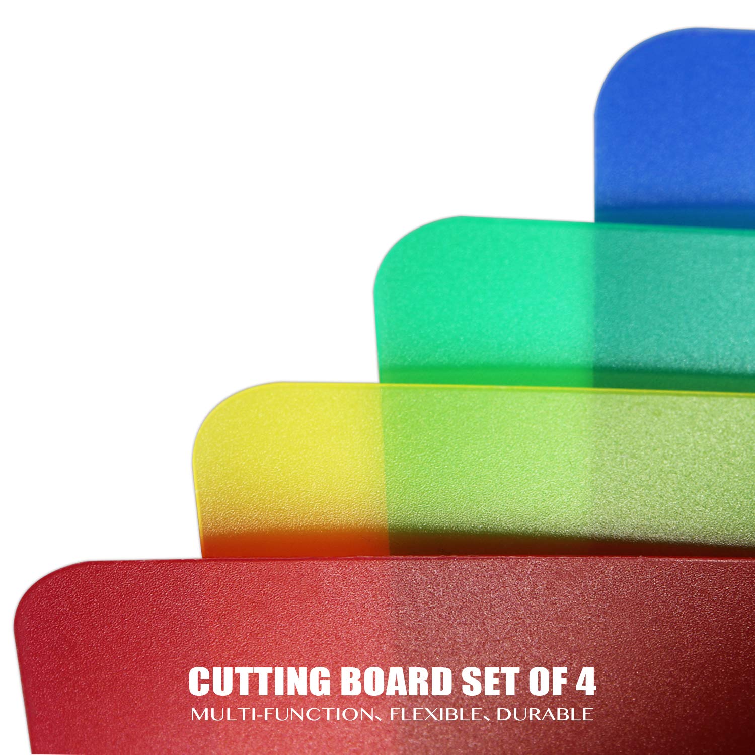 Fotouzy Flexible Plastic Cutting Boards for Kitchen, 4 Translucent Colors Cutting Mats 15 x 12 In, BPA-Free, Non-Porous, Dishwasher Safe, Set of 4