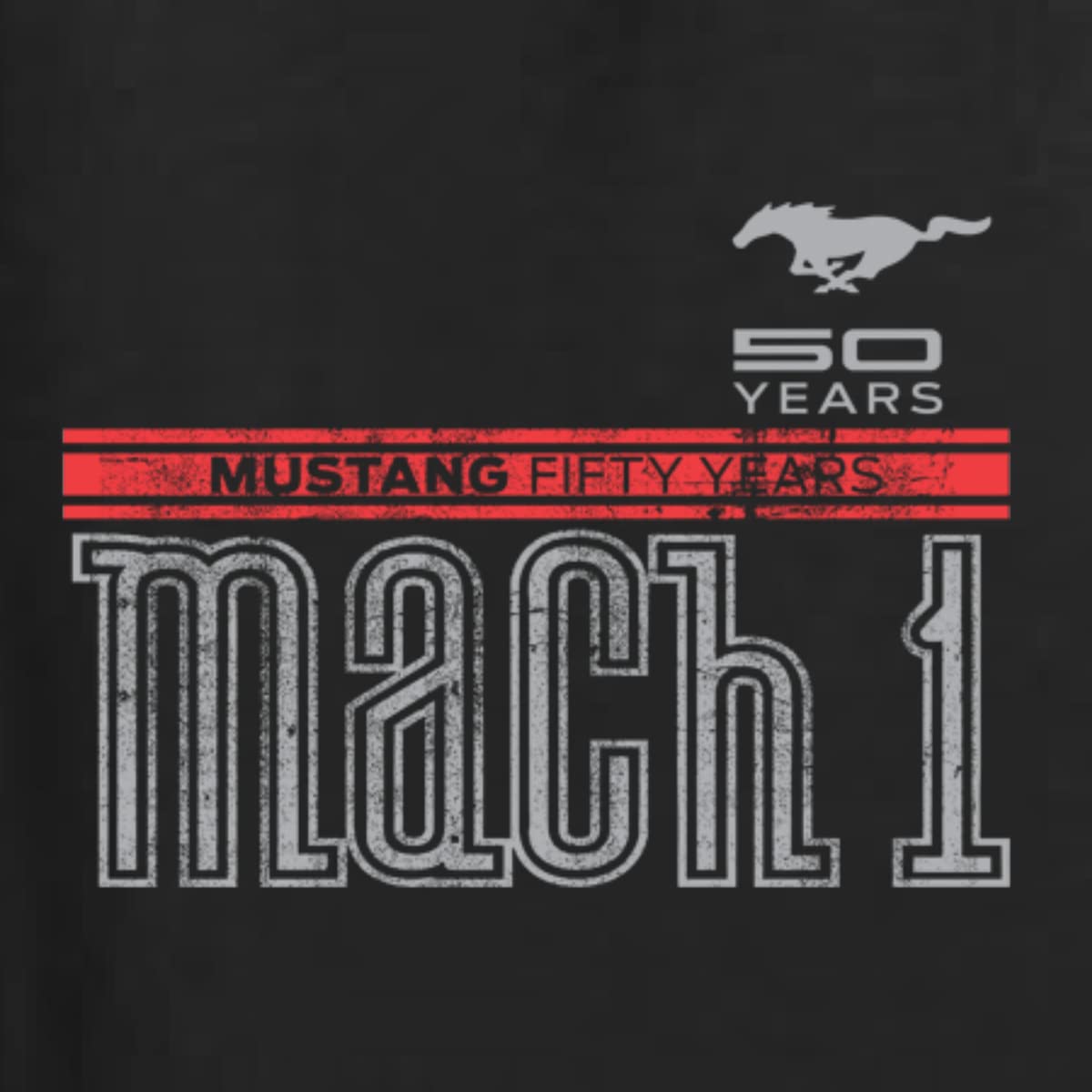 Ford Mustang 50 Years Logo Mach 1 Classic Emblem Cars and Trucks Womens Graphic T-Shirt, Black, Large