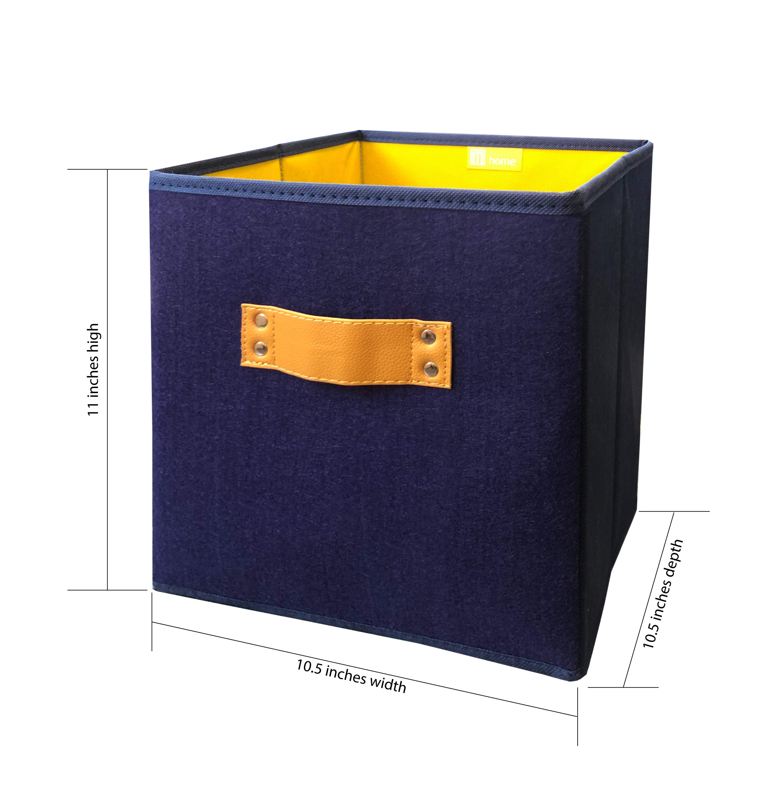 Functional Modern - Foldable Storage Bins - Collapsible Storage Cubes - Closet Storage - Organizer Basket - 2 Pack - Linen - 11 Inches High (Indigo Blue, 10.5" Width x 10.5" Depth x 11" Height)