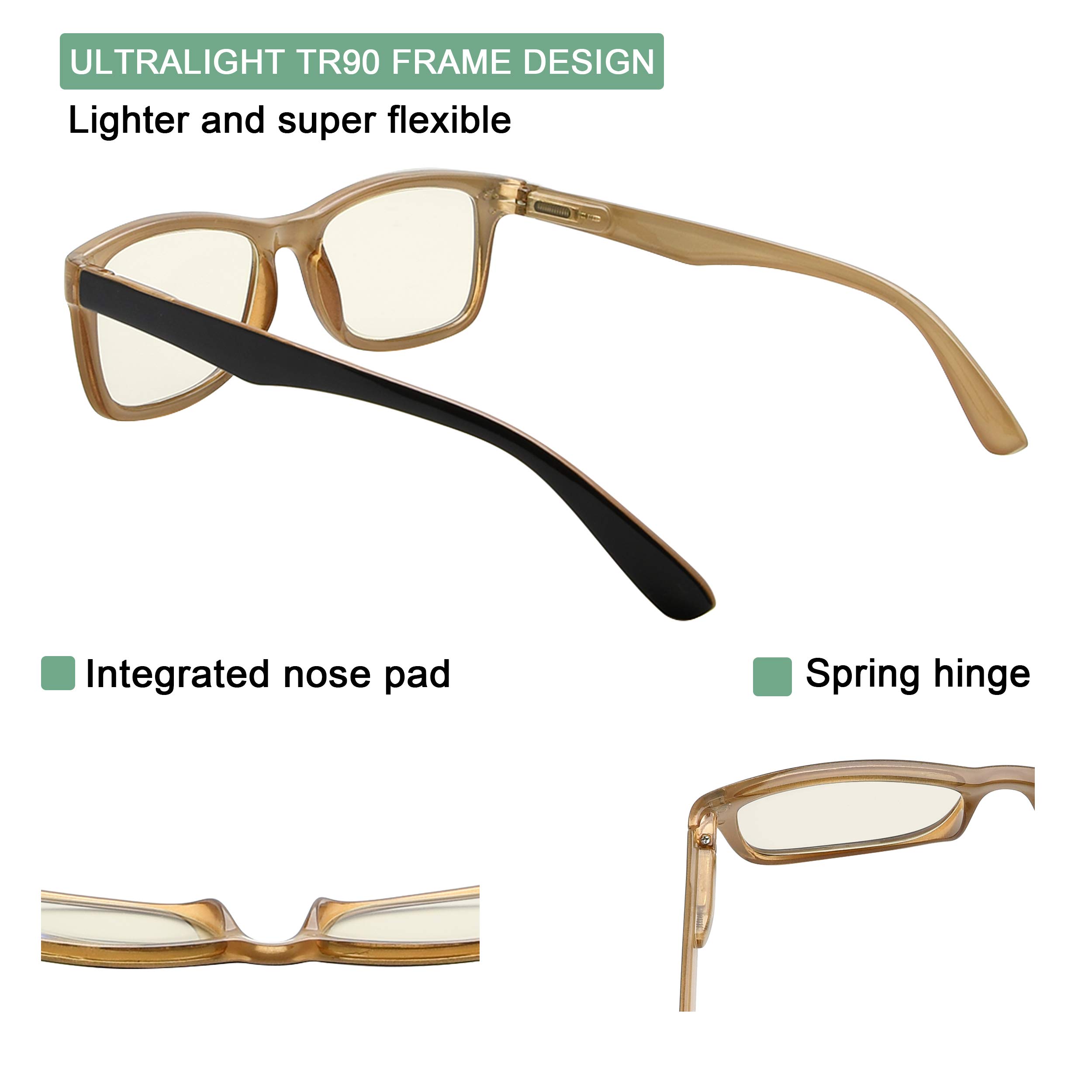 GTSY 3 Pairs Blue Light Blocking Reading Glasses Rectangular Computer Game Glasses Anti UV Ray Reduce Eyestrain For Women Men
