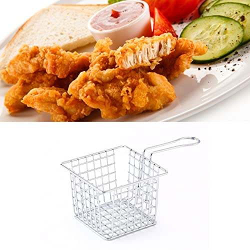Fryer Basket, Large Capacity Safe Use Strudy Structure French Fries Basket Convenient Drainage for Home (Electroplating Color)