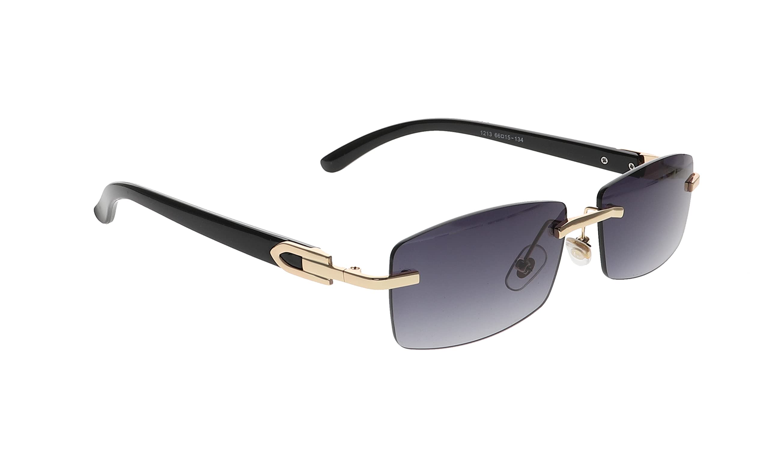Flawless Slim Dean Rimless Sunglasses Rectangular Metal & Wood Art Glasses (Black)