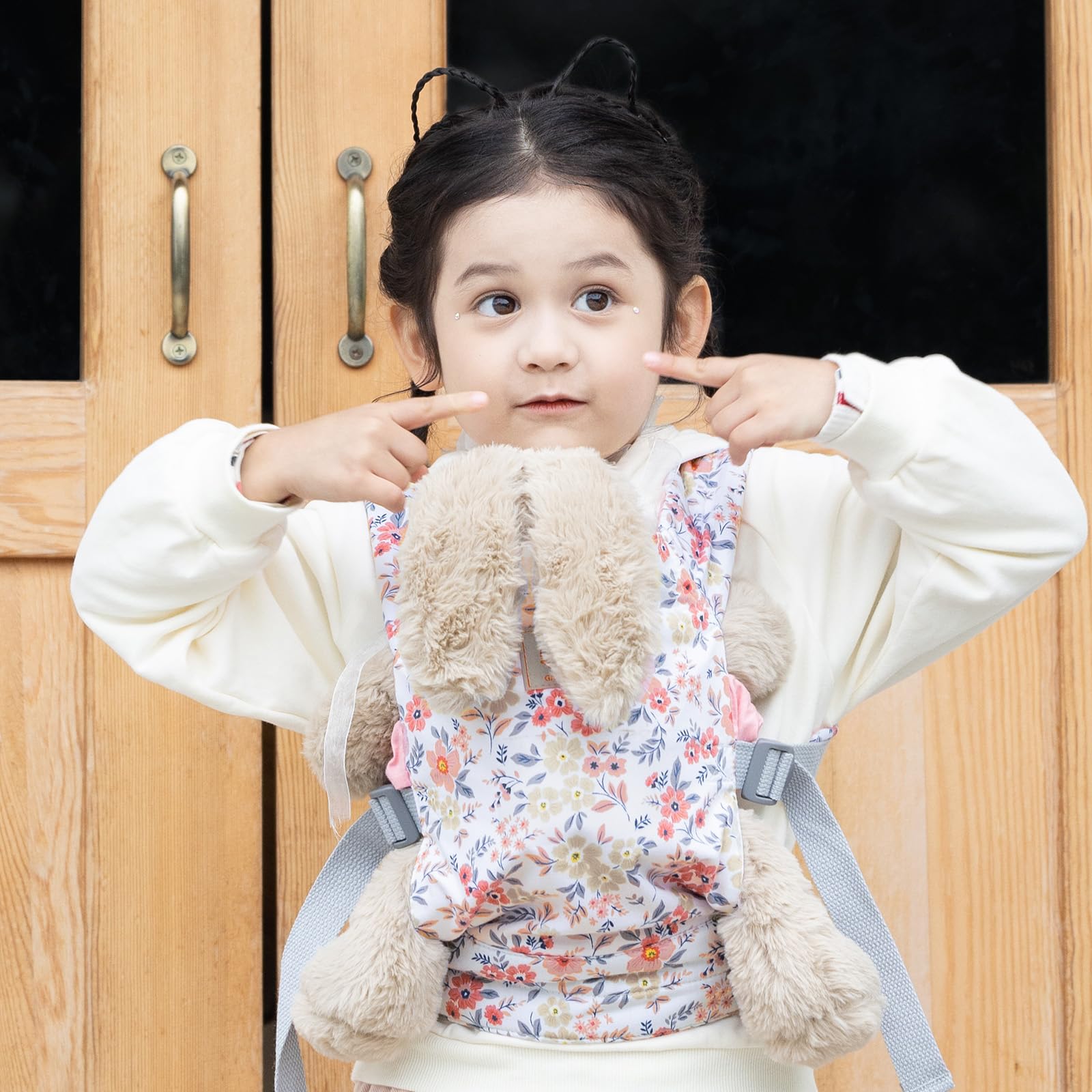 GAGAKU Dolls Carrier Front and Back Soft Cotton for Baby Girls Over 36 Months, Cute Pattern