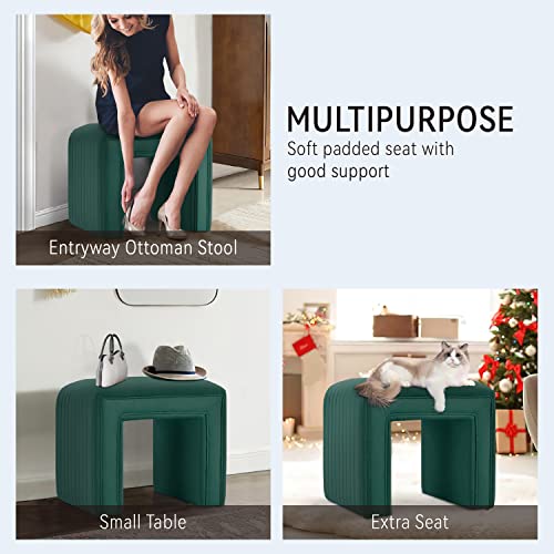 Get Set Style Velvet Ottoman, Vanity Stool Chair Modern Velvet Ottoman Footstool with Wood Legs Sofa Bench Extra Seating for Makeup Room,Living Room, Entryway(Fully Assembled)