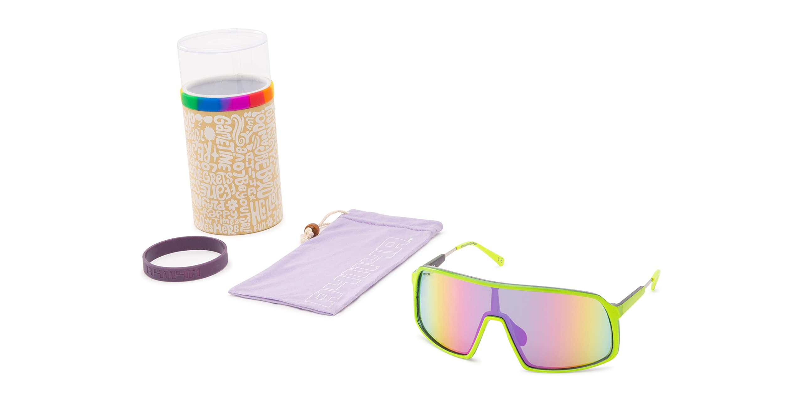 Foster Grant Sun Luv Crushing On Fun Shield Sunglasses, Neon Green, 56mm