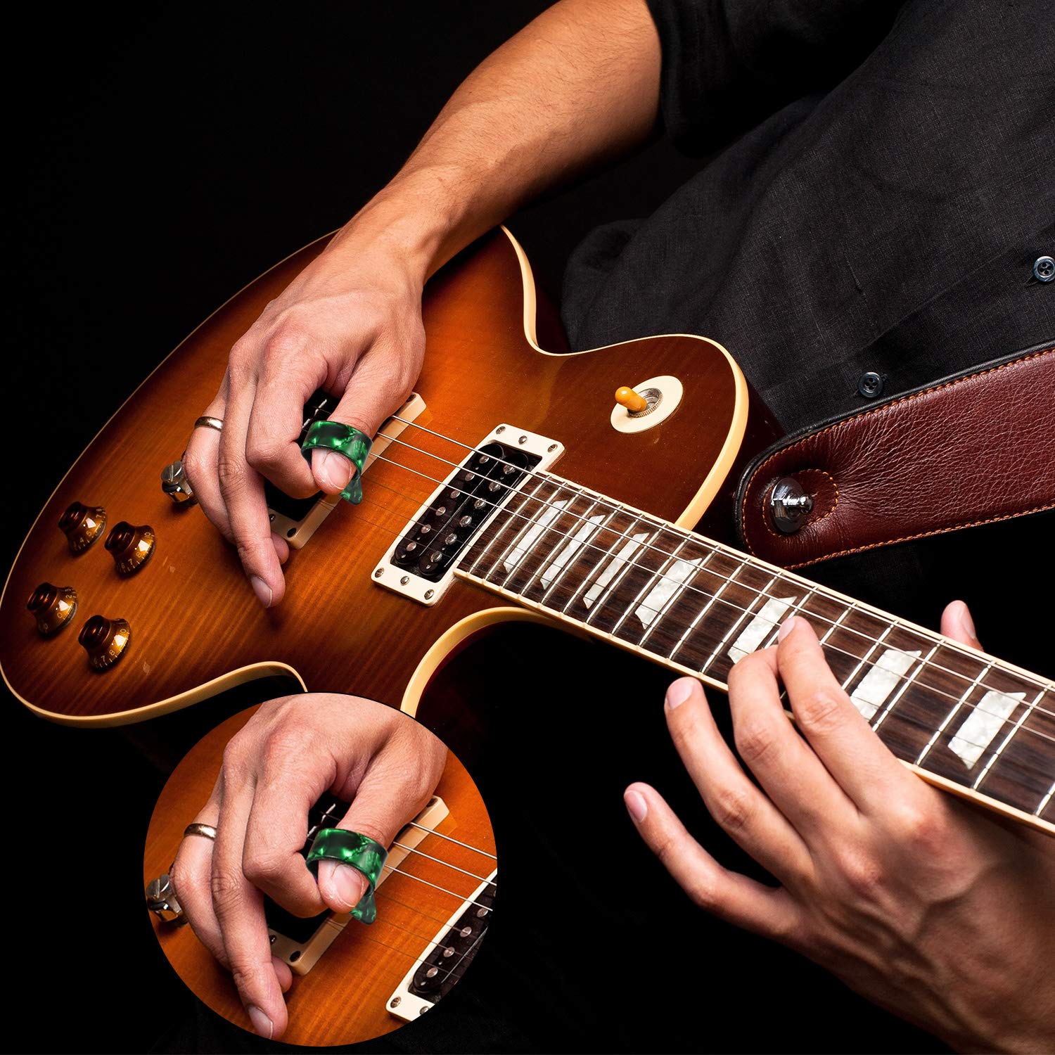 Frienda Thumb Picks Finger Picks, Medium, Flat Thumbpicks, Celluloid Guitar Thumb Finger Picks (12 Pieces, Thumb Picks)