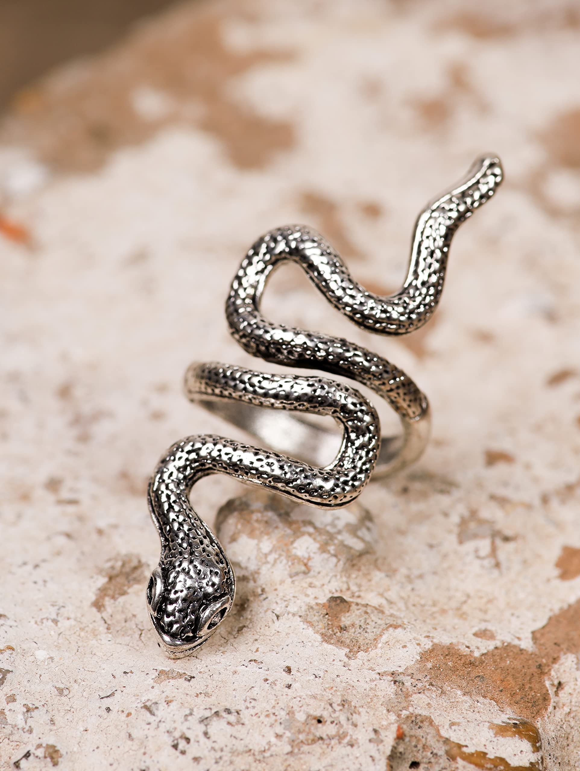 HAQUIL Vintage Snake Witchy Adjustable Ring, Snake Adjustable Serpentine Statement Ring, Dainty Wrap Serpent Snake Ring, Band Punk Jewelry