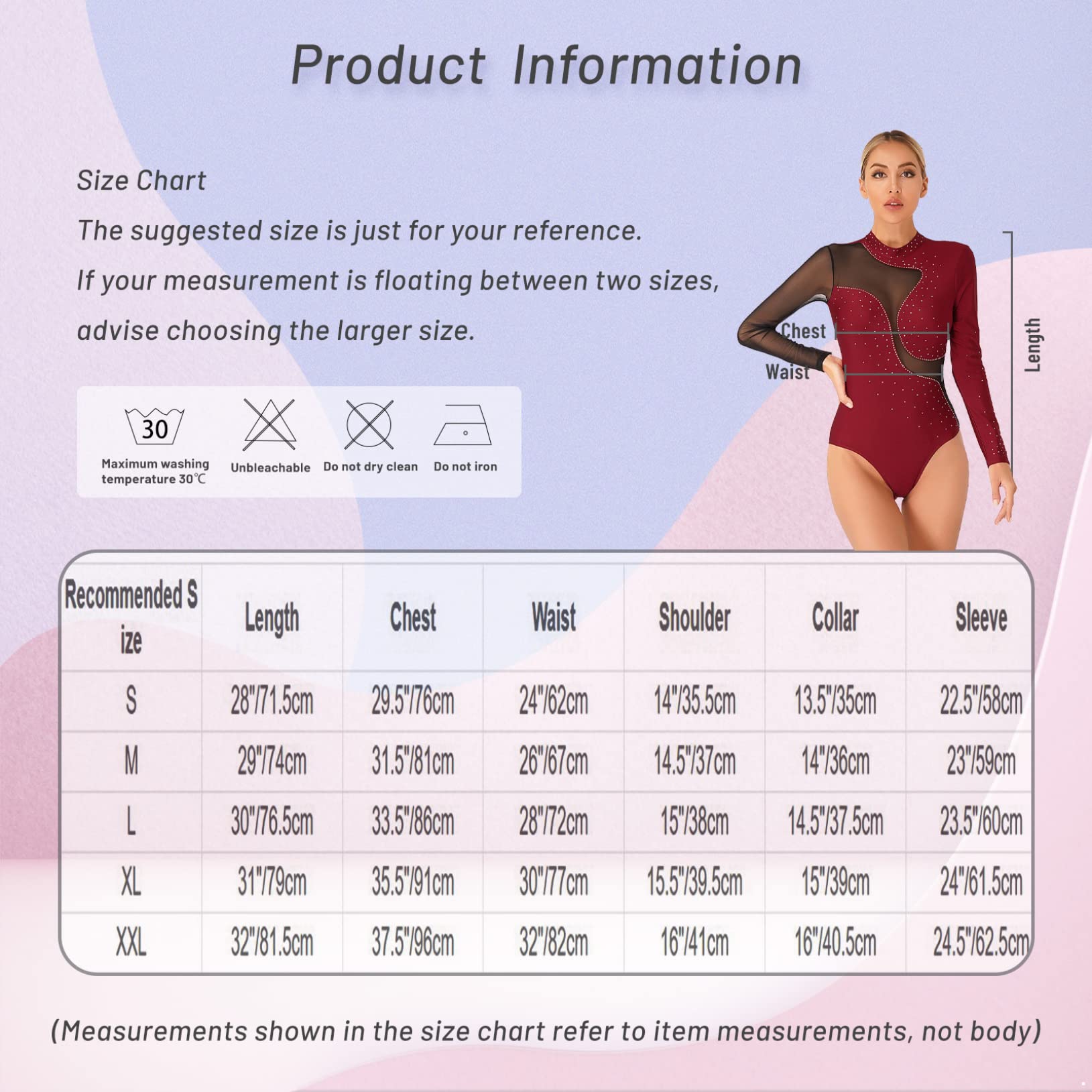 Freebily Womens Sheer Mesh Long Sleeve Bodysuit Sequined Mock Neck Tassel Leotards Dancewear Black XX-Large