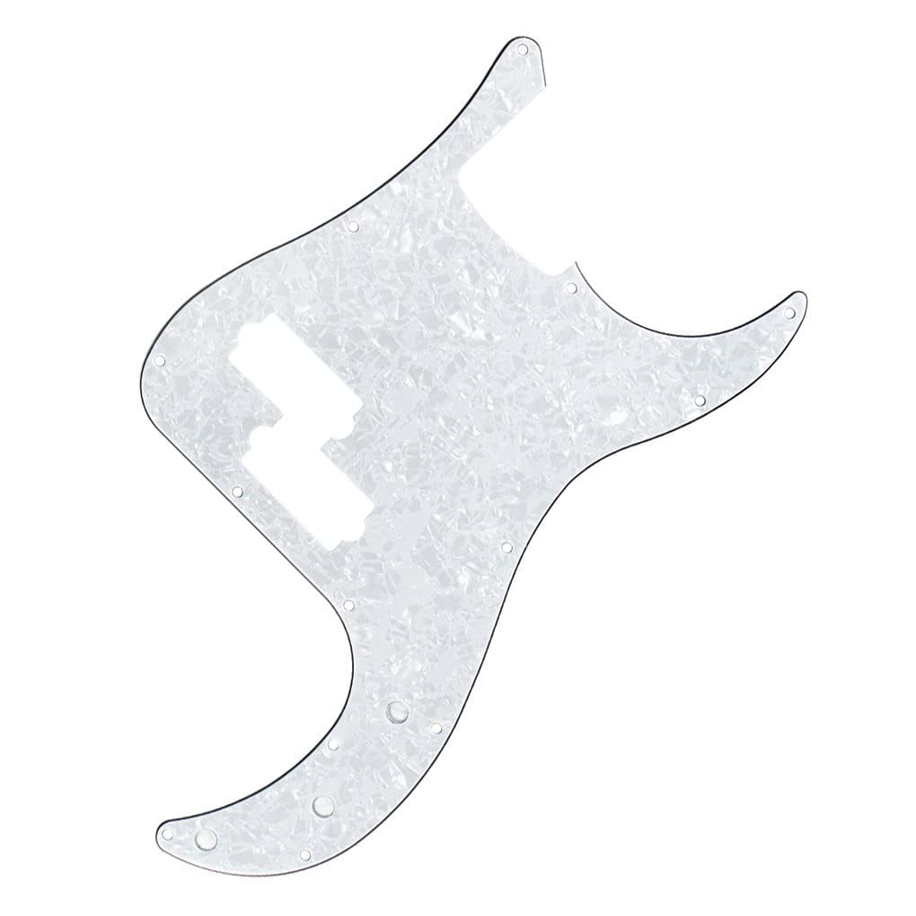 FLEOR P Bass Pickguard Guitar Scratch Plate Pick Guard for 4 String American/Mexican Standard Precision Bass Style, 4Ply White Pearl
