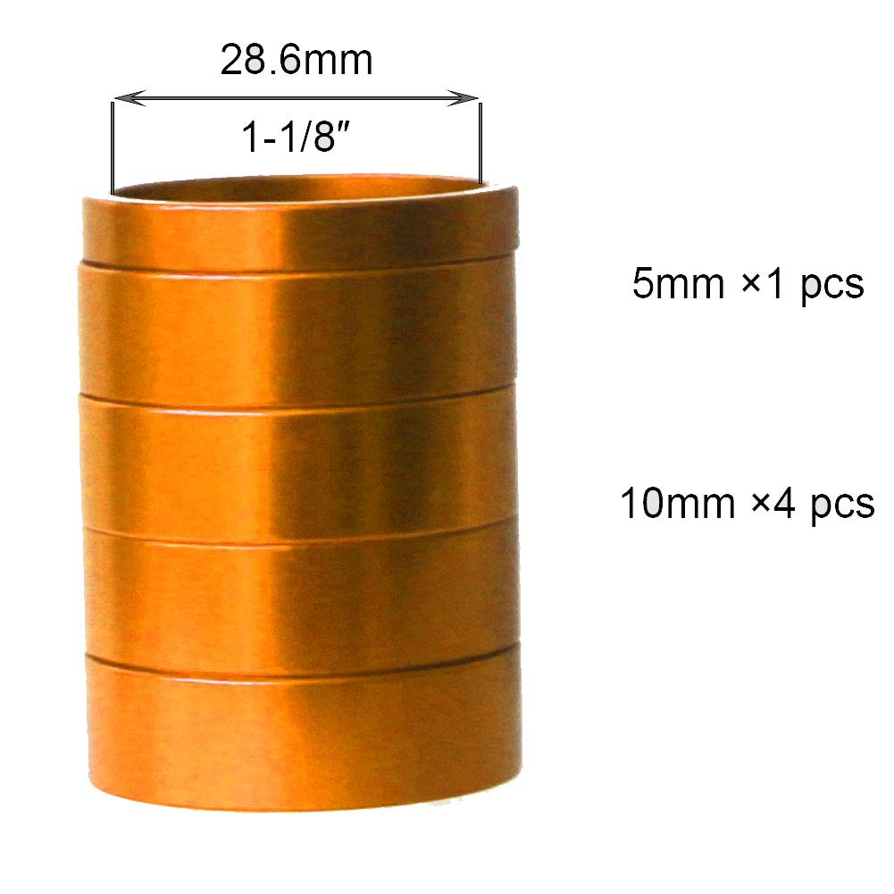 GANOPPER 5PCS Aluminium Alloy Bike Stem Headset Spacers Fork Washer Fit for MTB BMX Mountain Bike Road Bikes