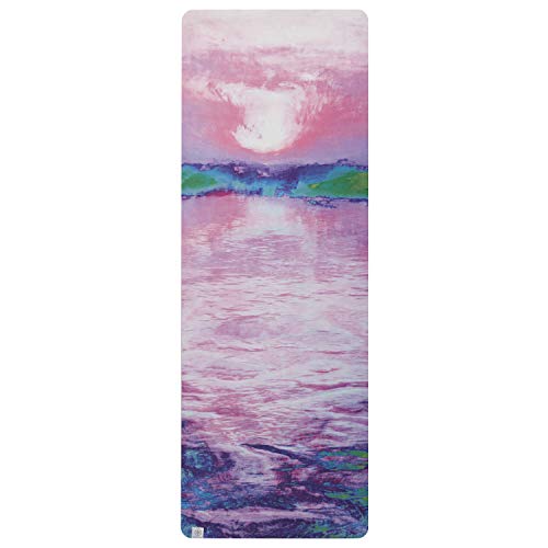 Gaiam Soft-Grip Yoga Mat - Microfiber Towel Top with Rubber Backing Dual-Sided Yoga & Exercise Mat for Hot Yoga, Sunset