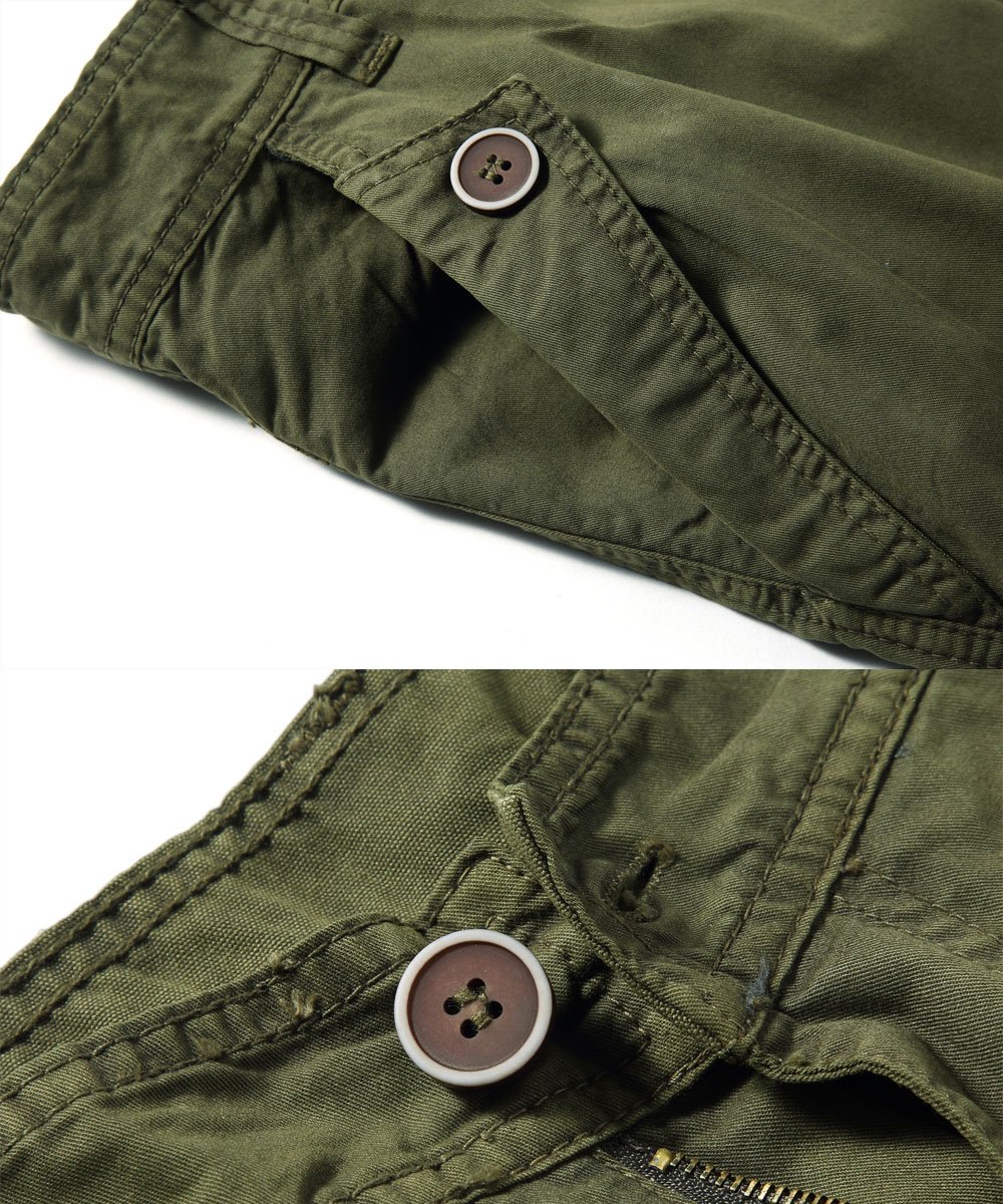 FOURSTEEDS Women's Casual Fitted Multi-Pockets Camouflage Twill Bermuda Cargo Shorts Army Green US 6