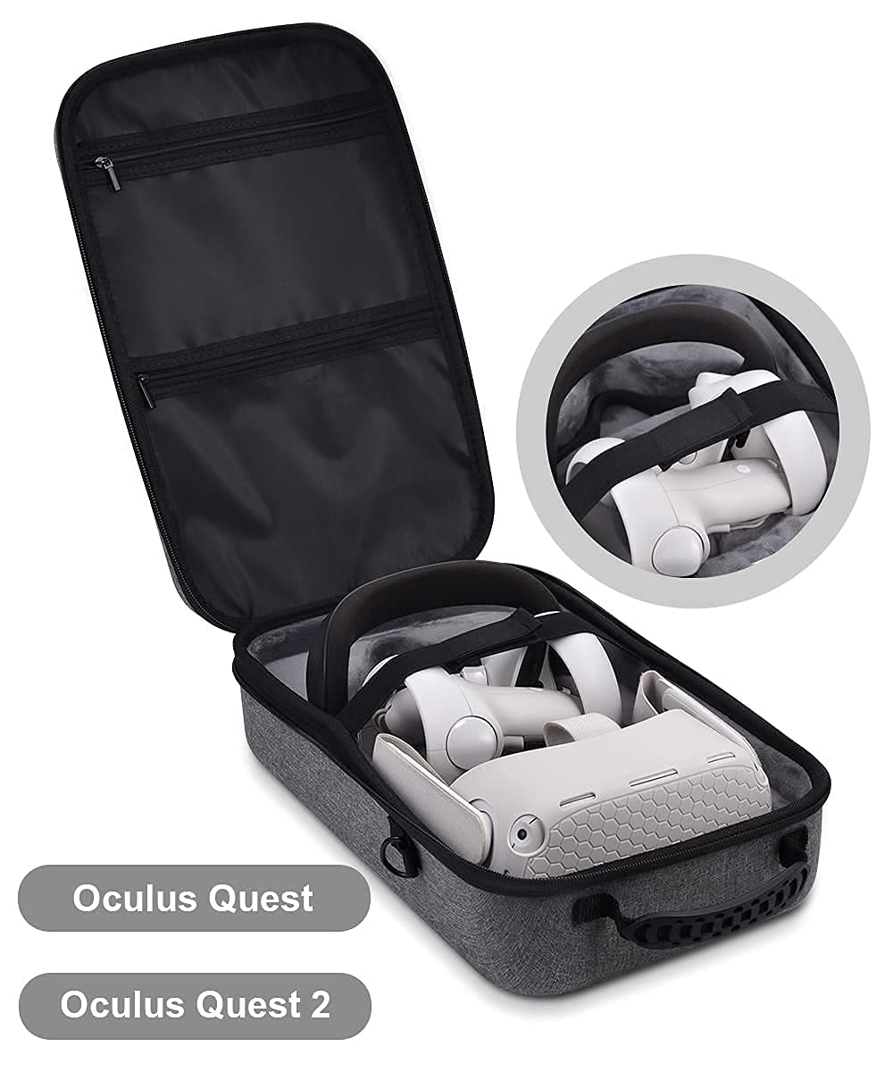 For Oculus Quest 2 Case, IALEGANT For Oculus Quest 2 Carrying Case,For Oculus Quest 2 Accessories Bundle Can Anti-vibration for Oculus Quest 2 VR Gaming Headsets and Controllers Accessories(Gray)