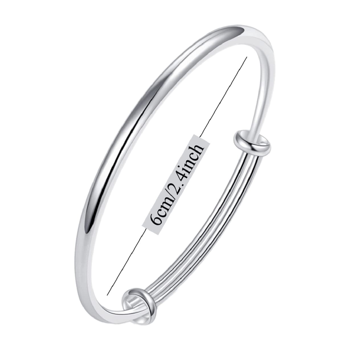 Harlorki Women Lady's 925 Silver Plated Simple Fashion Adjustable Wrist Bangle Cuff Bracelet