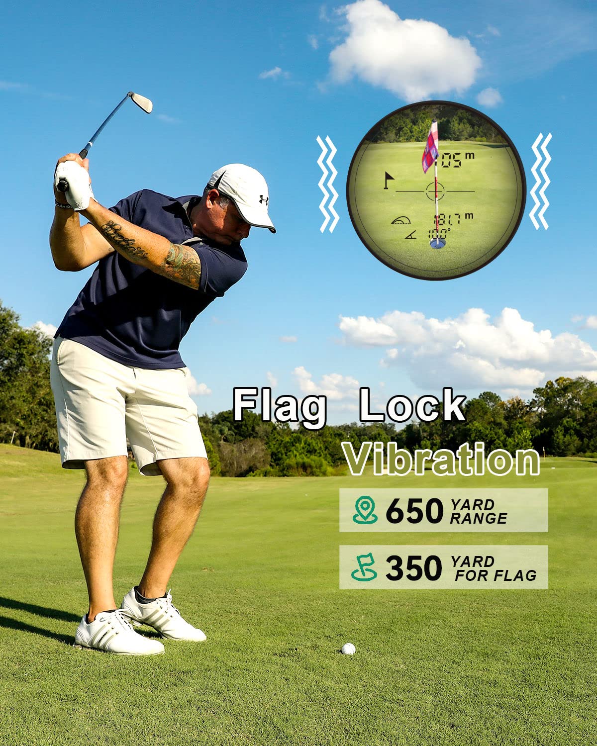Golf Rangefinder, ACEGMET Golf Rangefinder with Slope ON/Off, Magnetic Mount, Flag Lock Pulse Vibration Range Finder 650 Yd Range Finder Golfing USB Charging, 6X Magnification Golf Accessories for Men