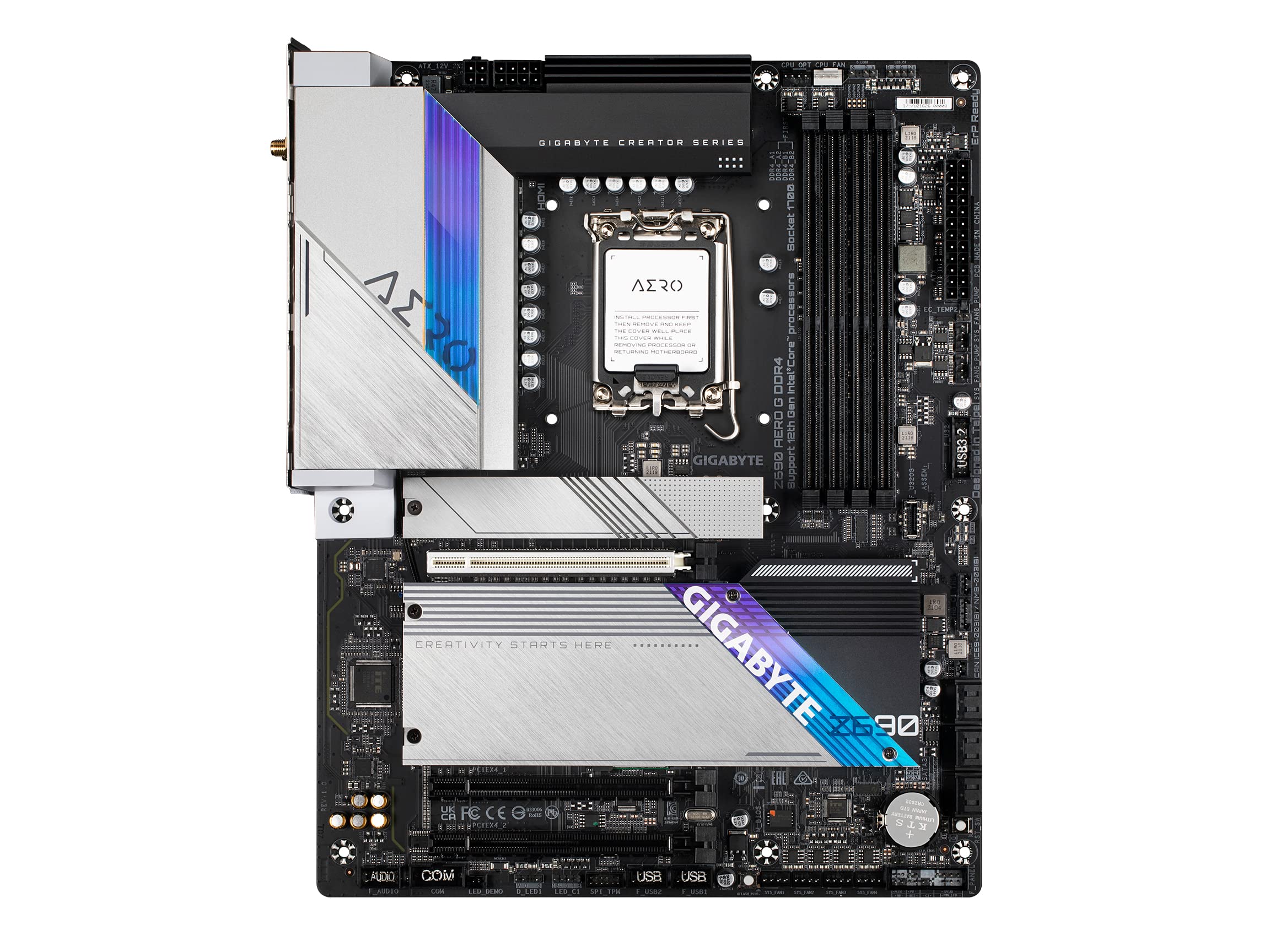 GIGABYTE Z690 AERO G DDR4 (LGA 1700/ Intel Z690/ ATX/ DDR4/ Quad M.2/ PCIe 5.0/ USB 3.2 Gen2X2 Type-C/ WiFi 6/ Intel 2.5 GbE LAN/ Motherboard)