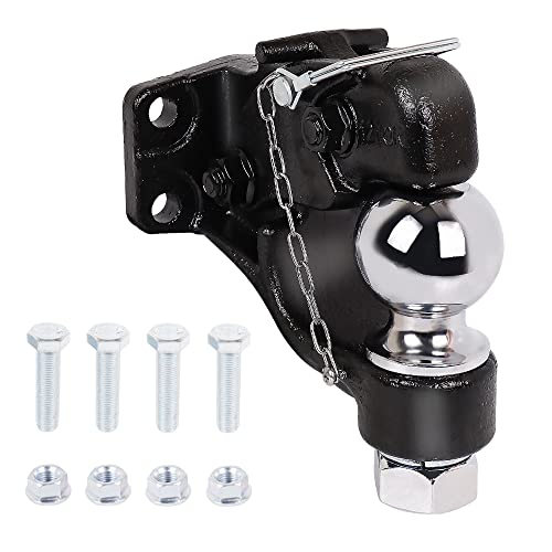 Pintle Hook Trailer Hitches with 2-5/16 Inch Ball, Pintle Hook 16000 lbs, Ball Capacity 6000lbs, Finish Black Powder Coat (2-5/16 ")
