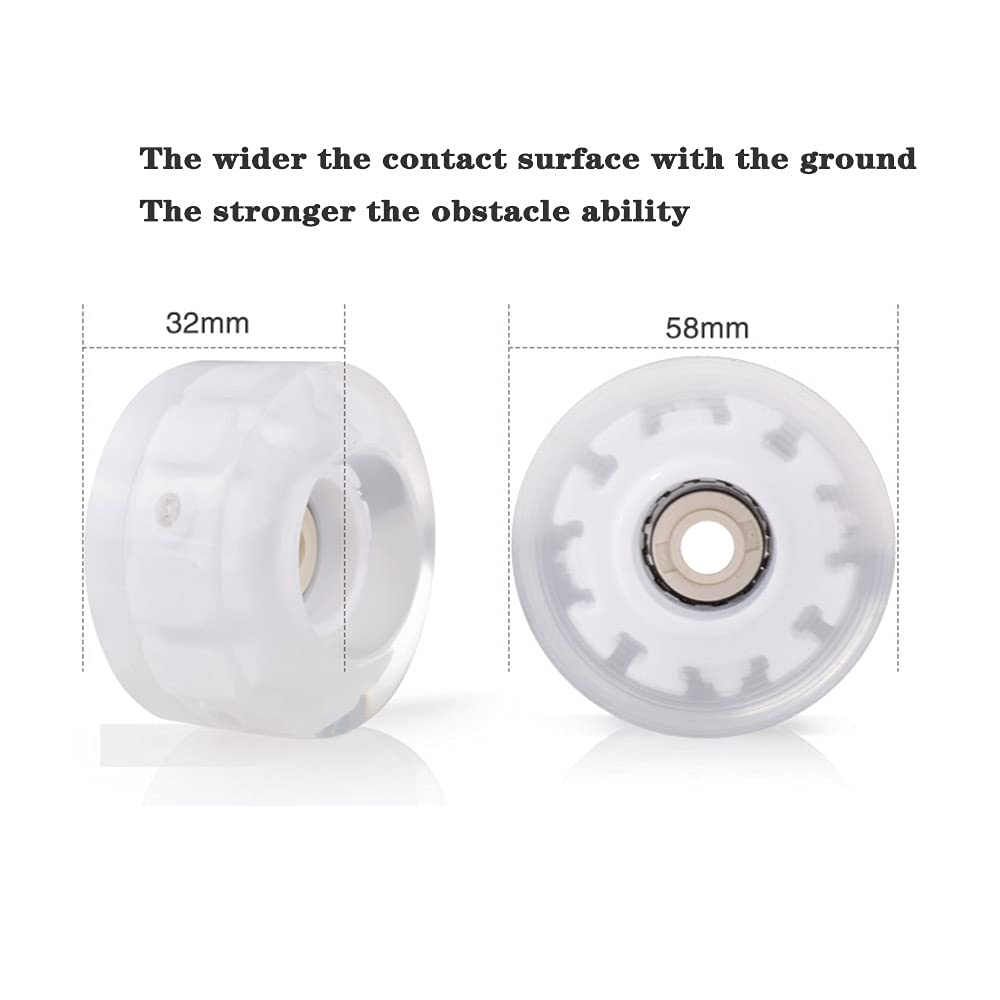 GZSXXTS 8 Pack 82A Roller Skate Wheels, Light up Roller Skates Wheels with Bearings and 2 Toe Blocks for Indoor or Outdoor Double Row Skating, Quad-Skating and Skateboards 32mm x 58mm