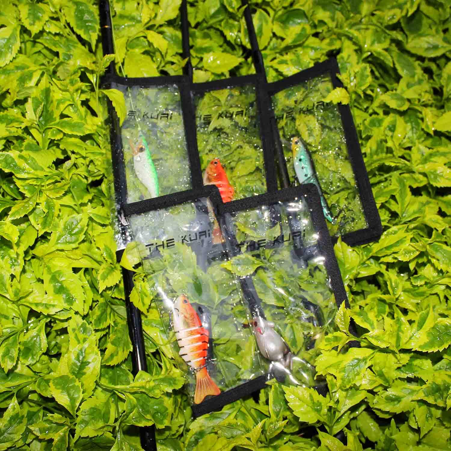 Fishing Lures Cover, Thekuai 5 piece Lure Wraps,boat carpeting, Fishing Hook Covers,Durable & Clear PVC, Keeps Children, Pets and Fishermen Safe from Sharp Hooks!( 8" L x 8" W )