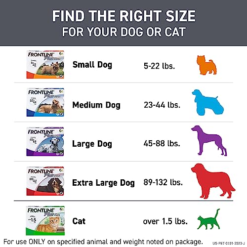 FRONTLINE Plus for Dogs Flea and Tick Treatment (Extra Large Dog, 89-132 lbs.) 6 Doses (Red Box)