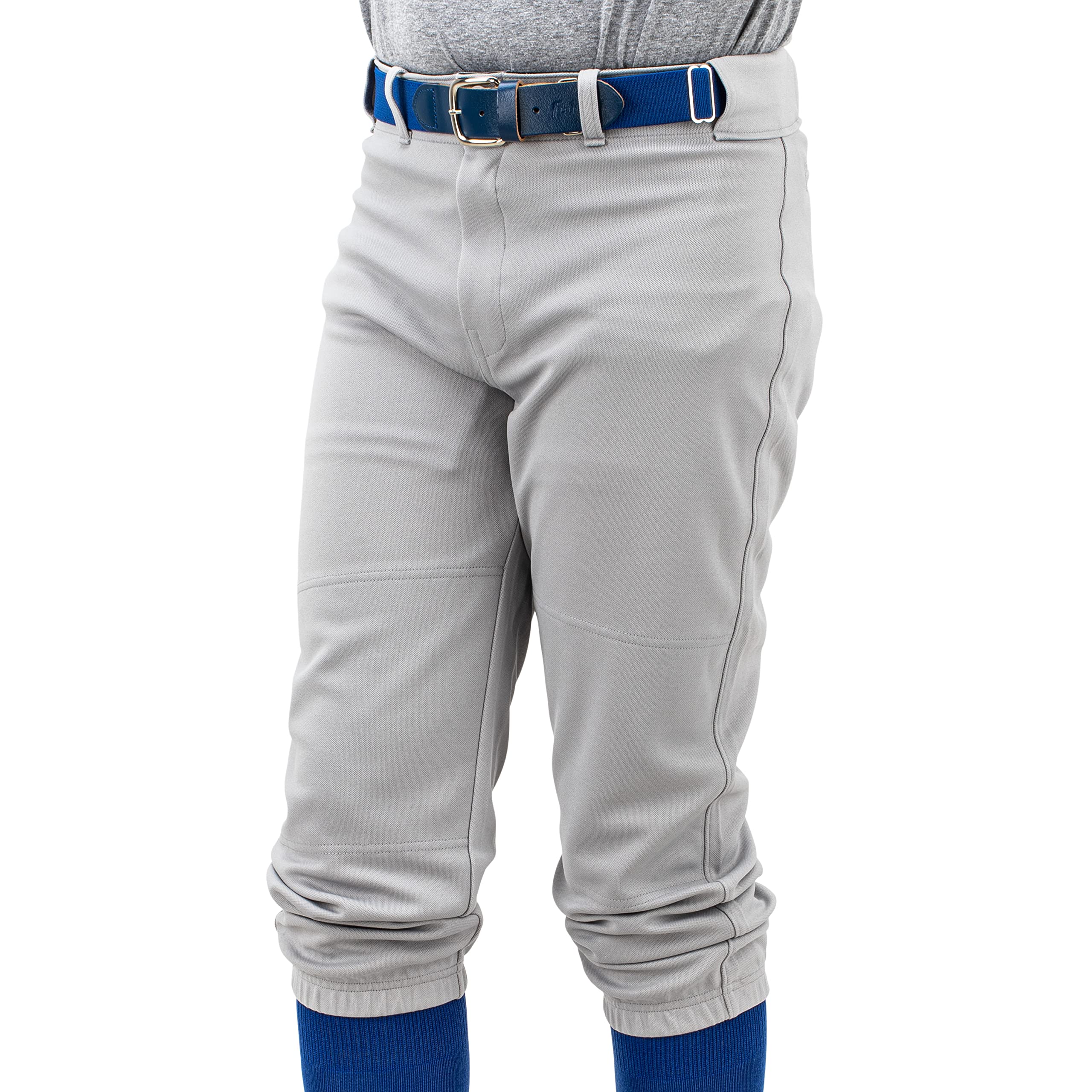 Franklin Sports Youth Baseball Knicker Style + Knee High Softball Pants for Kids - Boys + Girls with Belt Loop - Grey - Youth Small