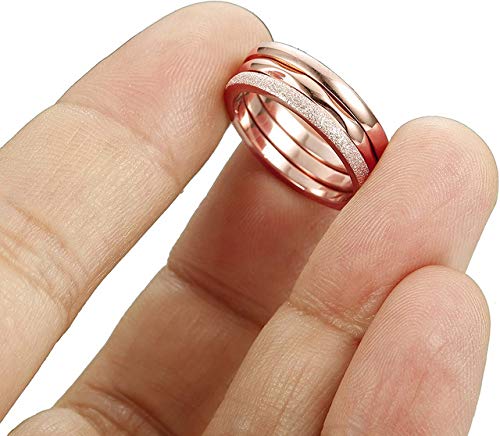 Ganga Jewells 3Pcs 2mm Eternity Stackable 925 Silver Band Rings Statement Wedding Ring For Women Shiny And Hammered Rings Silver, 4-11