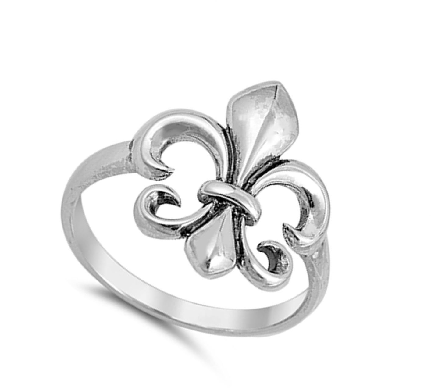 Fleur De Lis Cute Ring New .925 Sterling Silver Band Size 7