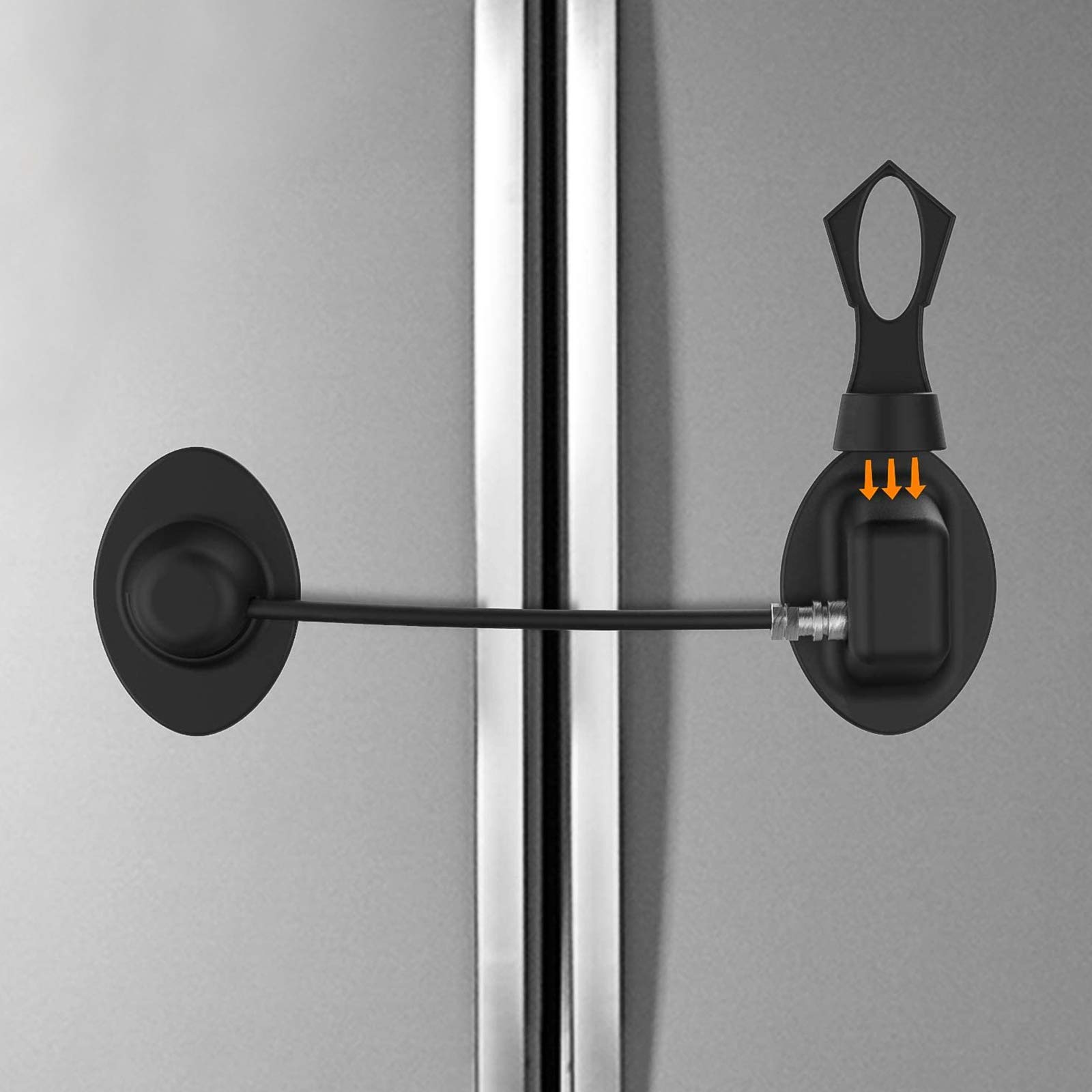 Fridge Lock, Refrigerator Lock for Children - Magnetic Key Child Lock for Refrigerator, Cabinet, Drawer Convenient and Safe (Black)
