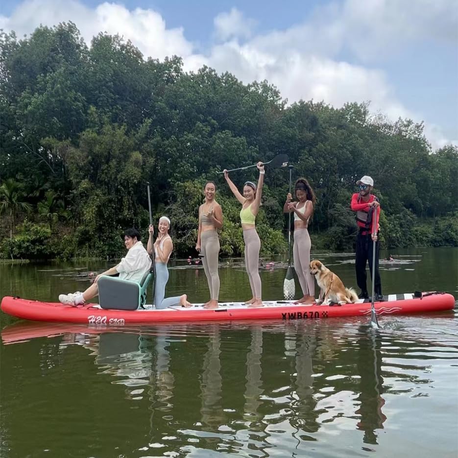 H2OSUP Extra Long Extra Large Multi-people Inflatable Paddle Board, 22' × 34" ×7.8" Stand Up Board SUP Board with Kayak Seat, Durable SUP Accessories for Youth & Adults Have Fun with Family Friends