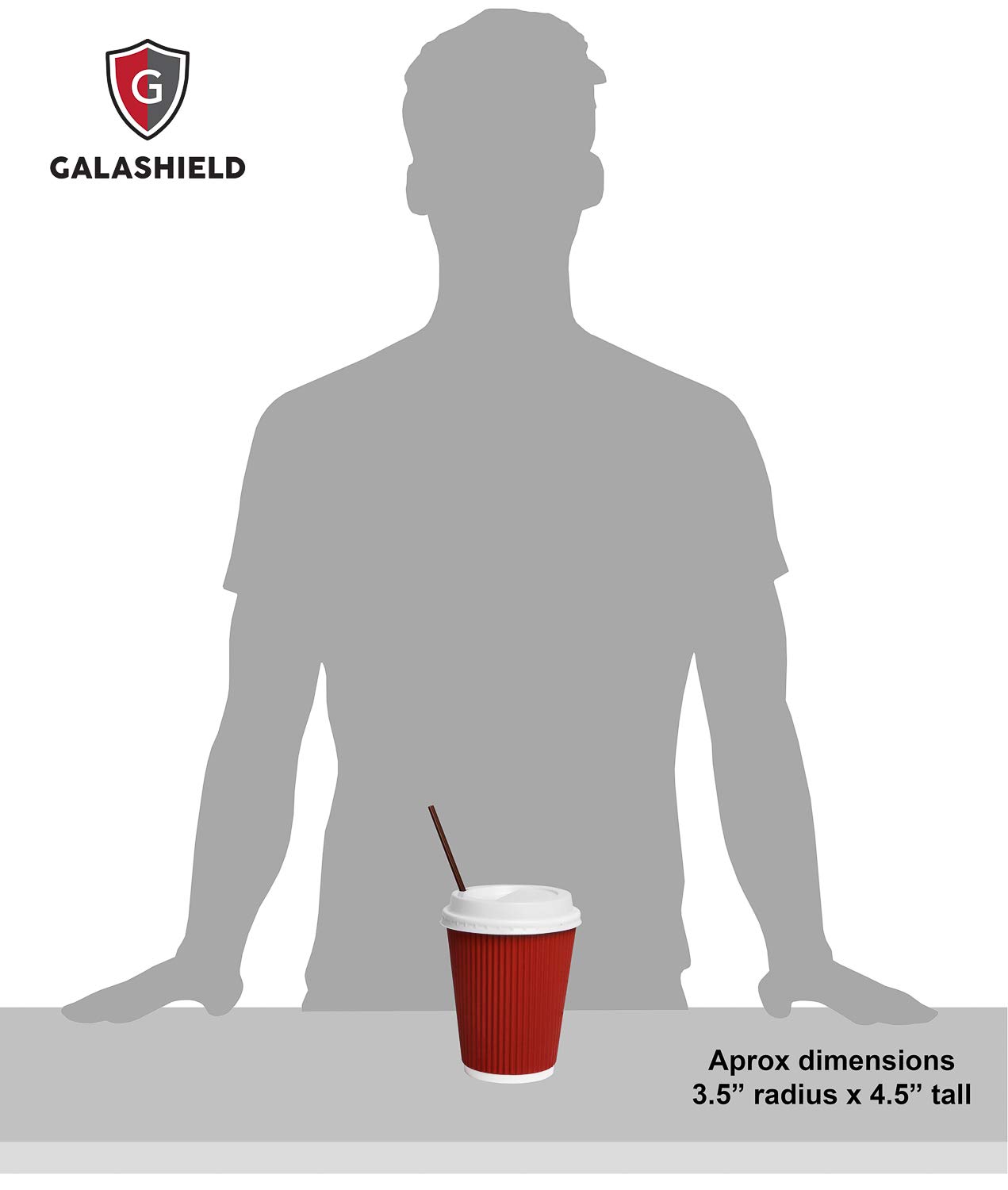 Galashield [100 Sets] Disposable Coffee Cups with Lids 12 Oz Hot Paper Coffee Cups with Lids Insulated Ripple Tea Cup Travel To Go with Stirring Straws and Napkins