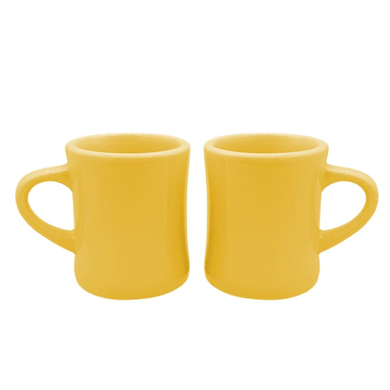 Funny Guy Mugs Classic Retro Diner Coffee Mug - Heavy Duty 10 Oz Stoneware Cup with Easy Grip Handle - Ideal for Hot and Cold Beverages (Yellow, 10 Ounce)