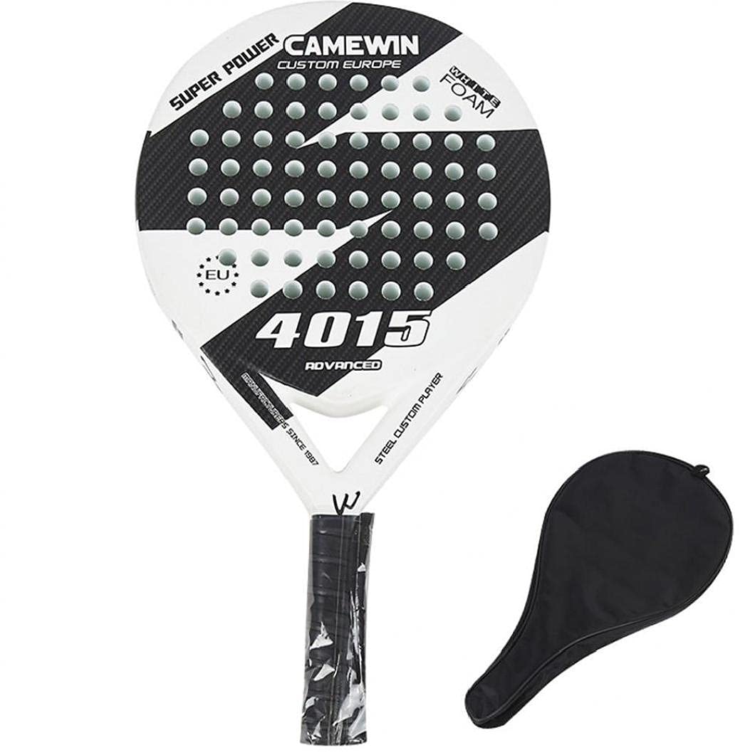 Froiny 1pc Beach Tennis Racket Carbon Fiber Grit Face Eva Memory Foam Core Beach Tennis Racket Outdoor Sport Play Game, White, One Size