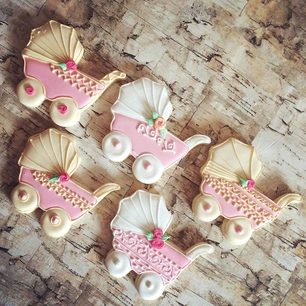 KANNTIE 5-Piece Baby Shower Cookie Cutter Set, Bib, Bottle, Rattle, Onesie and Baby Carriage