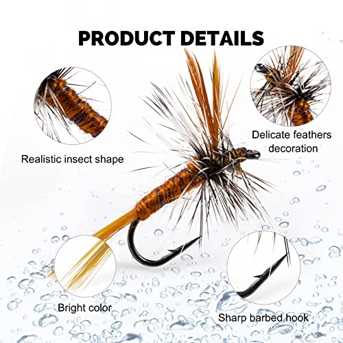 Flies Fly Lures with Feather and 14# Barbed Hooks,2Colors - 4PCS - Adams Dry Fly Lures,Micro Nymph Fly Bait