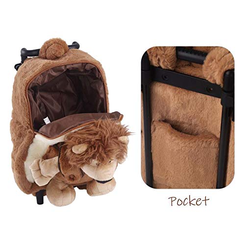 Funday Dinosaur Kids Backpack with Removable Wheels - Little Kids Luggage Backpack with Stuffed Animal Toy Dinosaur