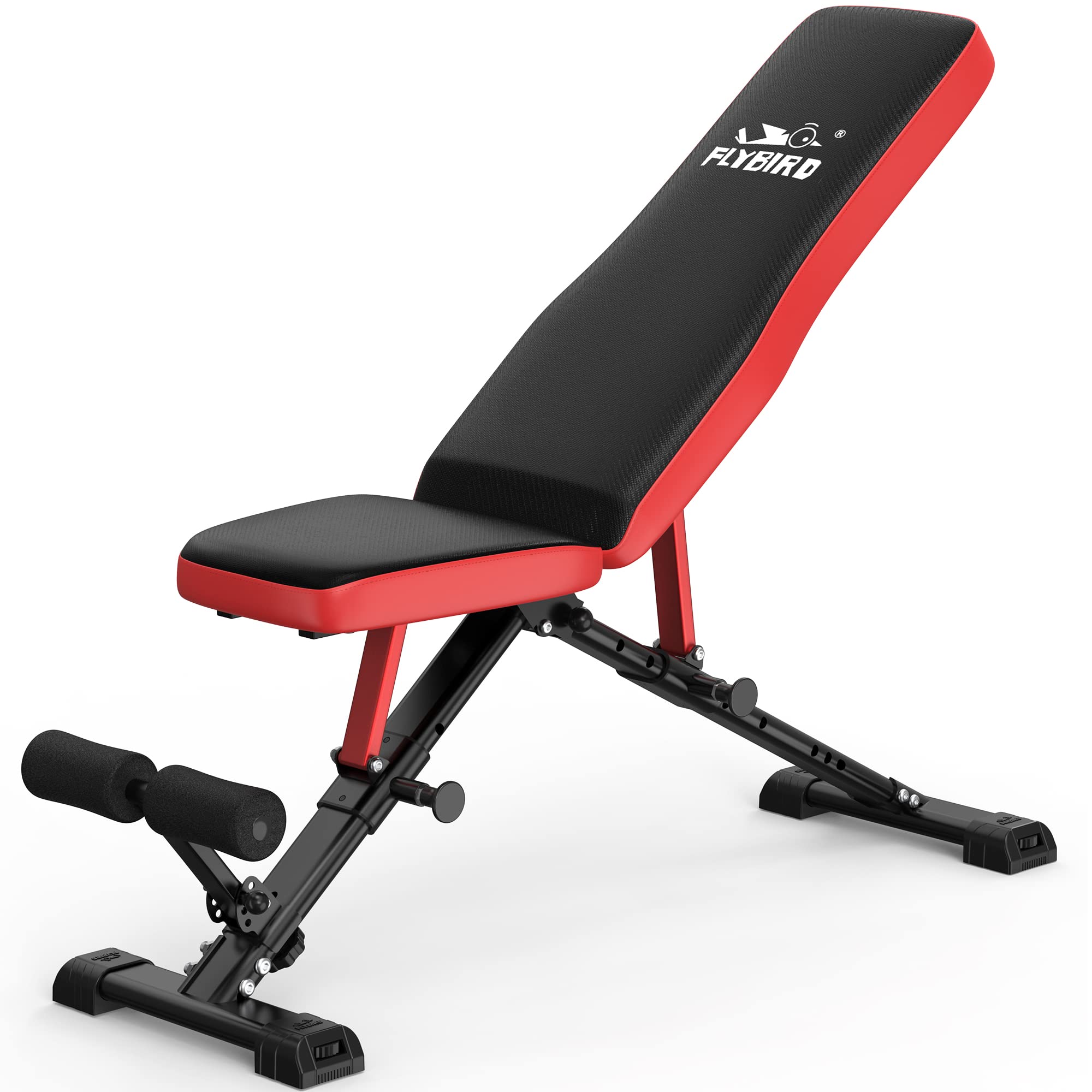 FLYBIRD Workout Bench, Adjustable Weight Bench No Assembly Weight Bench for Home Gym, Foldable Workout Bench for Strength Training